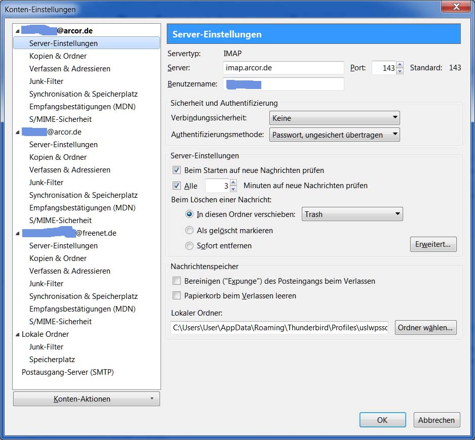 E-Mail verschicken funktioniert nur über Arcor.de [Gelöst ...