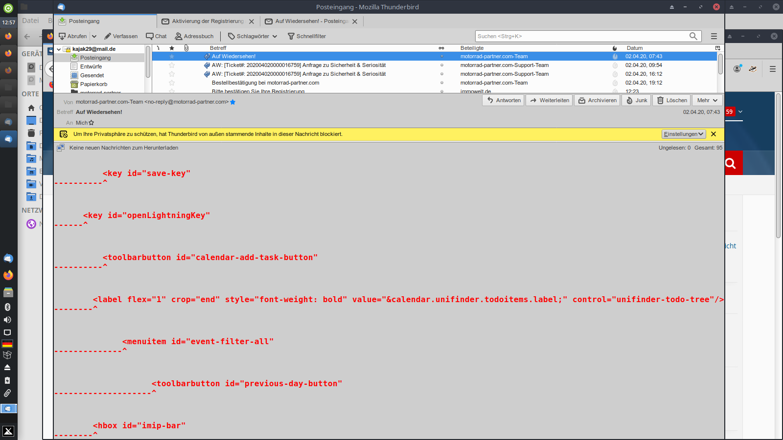 Quelltext im Textfeld bei Nachrichten - Erweiterungen - Thunderbird Mail DE