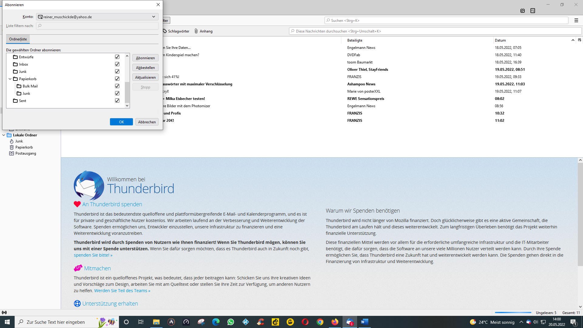 Problem mit Ordnerstruktur, abonierte Ordner - Allgemeines Arbeiten / Konten einrichten ...
