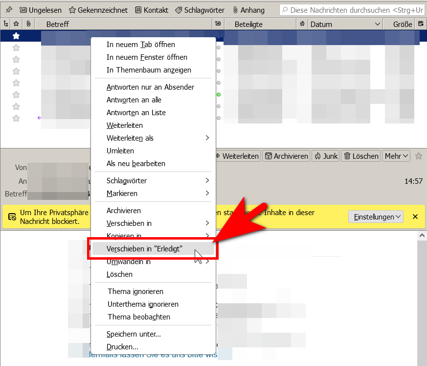 Wo ist der Ordner "Erledigt" (Verschieben in "Erledigt") - Allgemeines ...