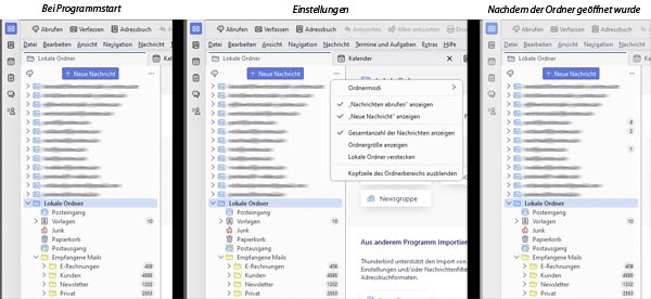 Die Anzeige von Anzahl aller Mails in einem Konto-Ordner fehlt mir ...