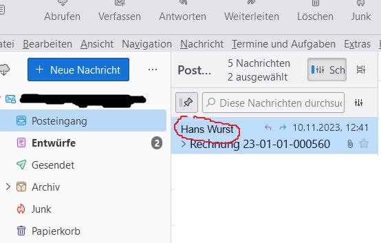 Absender(namen) formatieren (einfärben, fett, ..) - Manuelle ...