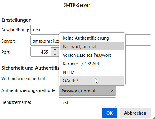 OAuth2 als SMTP-Authentifizierungsmethode - Allgemeines Arbeiten / Konten einrichten ...